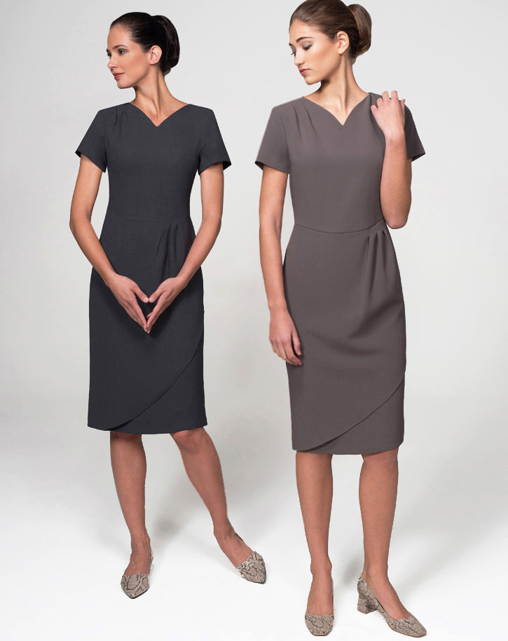 TN259 - Wrap tunic with Mandarin collar in Performance Linen Look ...